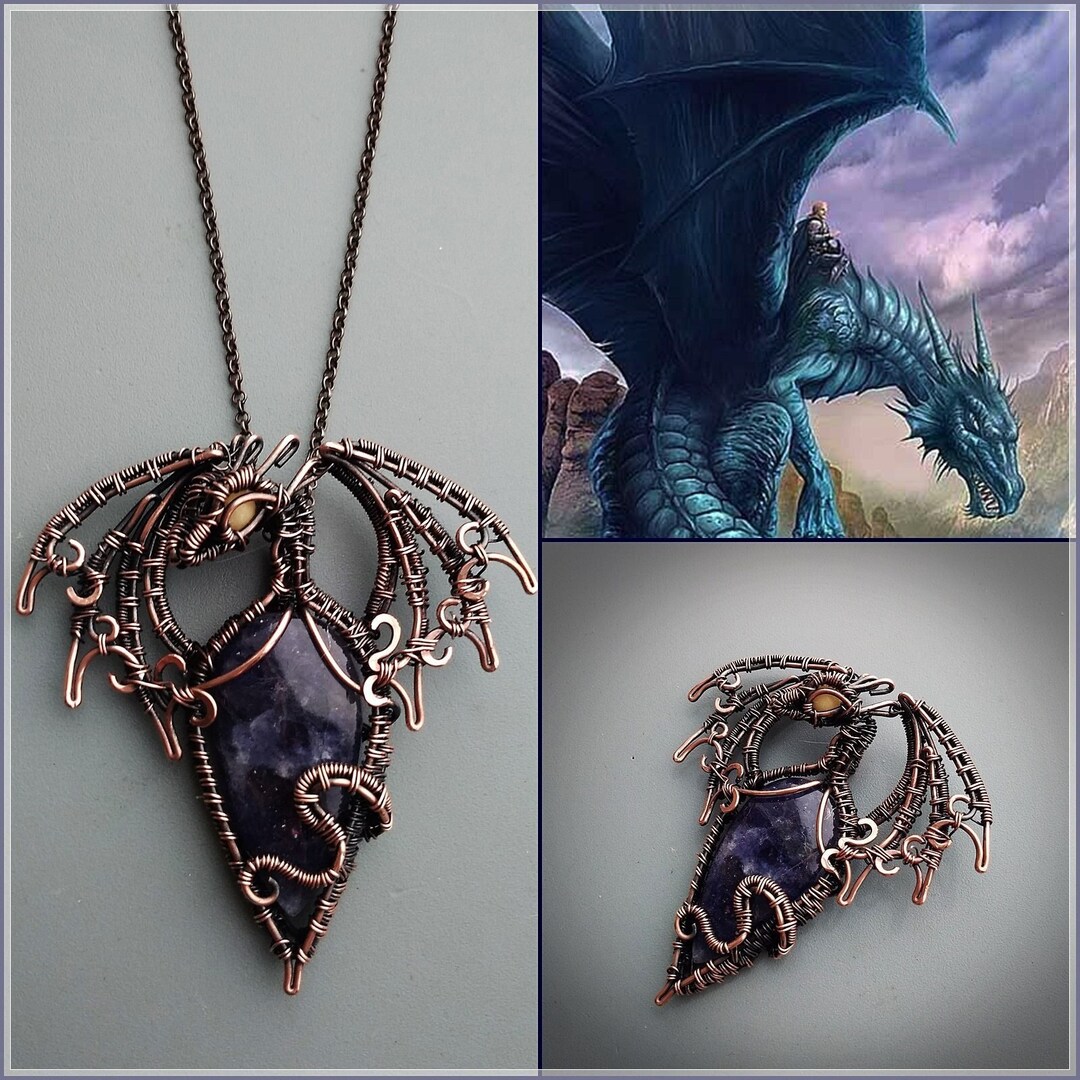 Iolite Dragon Necklace Unique Jewelry 7th Anniversary Gift for Wife ...