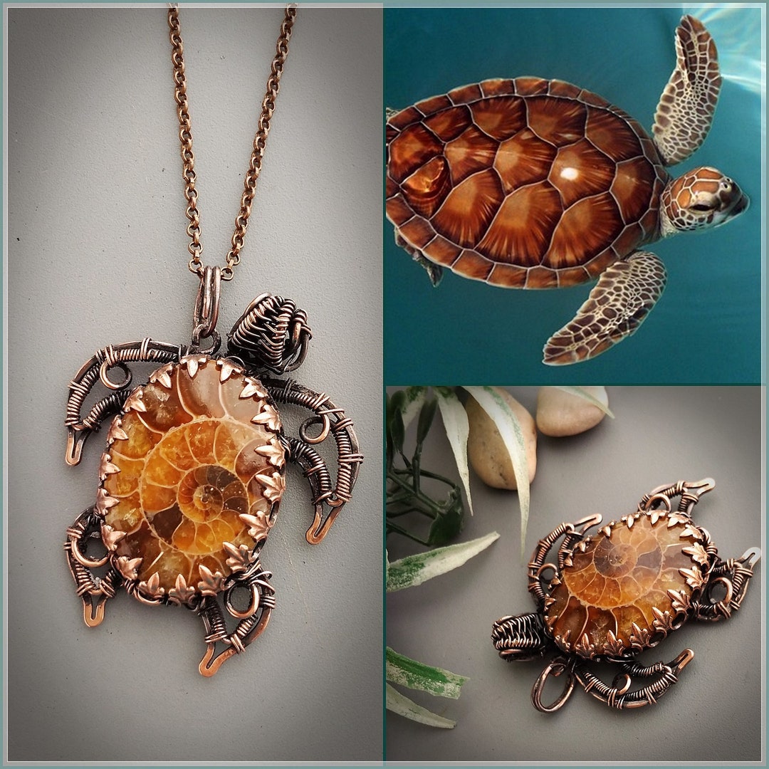 Ammonite Tortoise Necklace Copper Turtle Jewelry Spiritual Gifts for ...