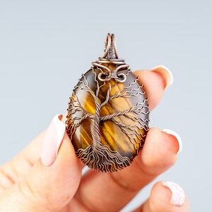 Tree of Life Tiger Eye Necklace Good Luck Stone Jewelry - Etsy