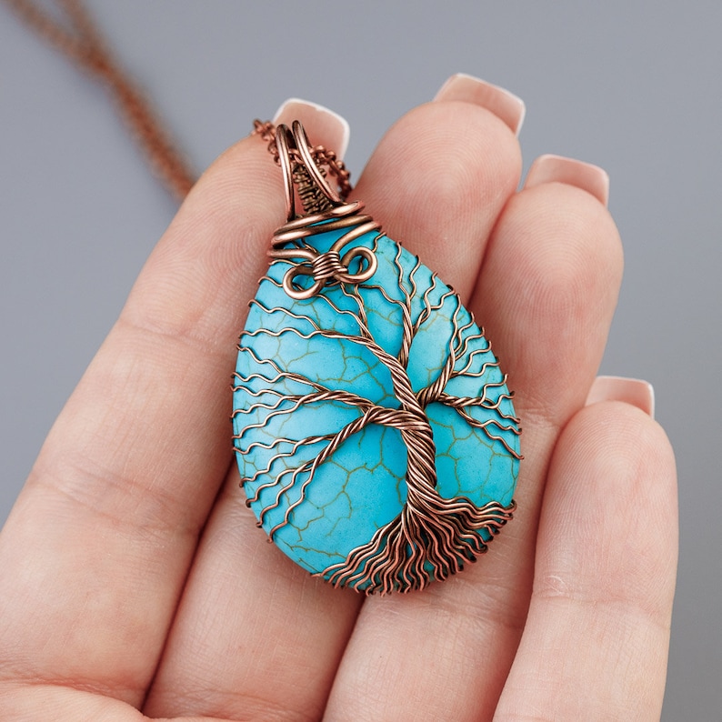 Turquoise Necklace Turquoise Jewelry Crystal Necklace Birthday Gifts ...