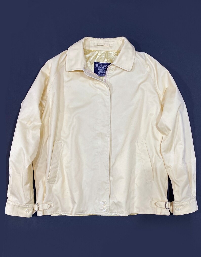 Vintage Burberry Cotton Bomber Jacket in Pastel Yellow - Etsy