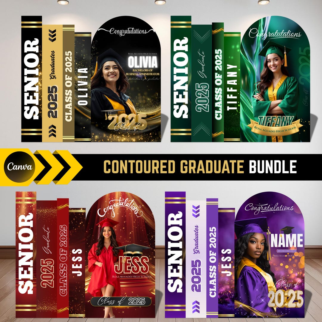 Custom Graduation Decor Bundle, Graduation Books Editable Canva ...