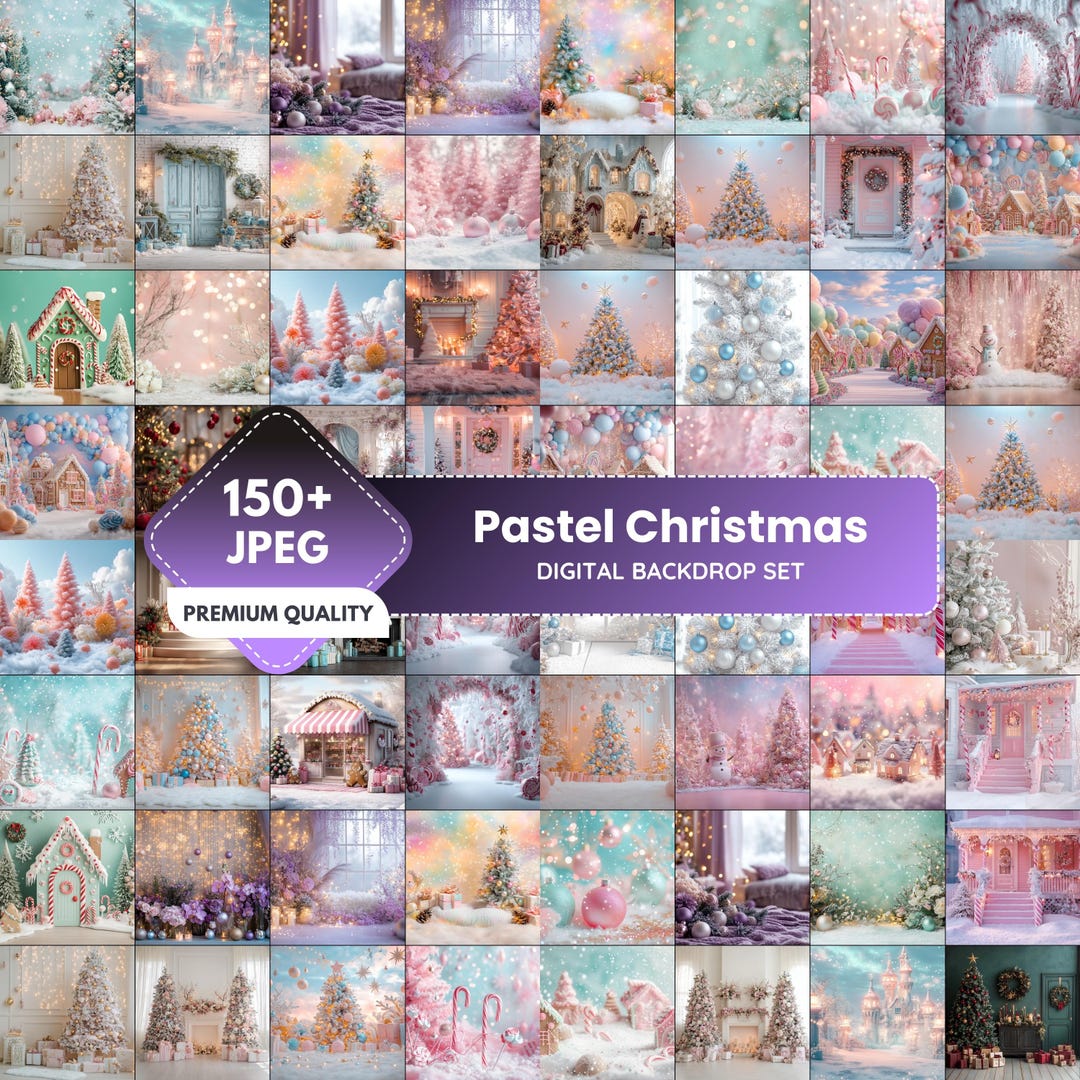 150+ Pastel Christmas Digital Backdrops – Family & Maternity PNG ...