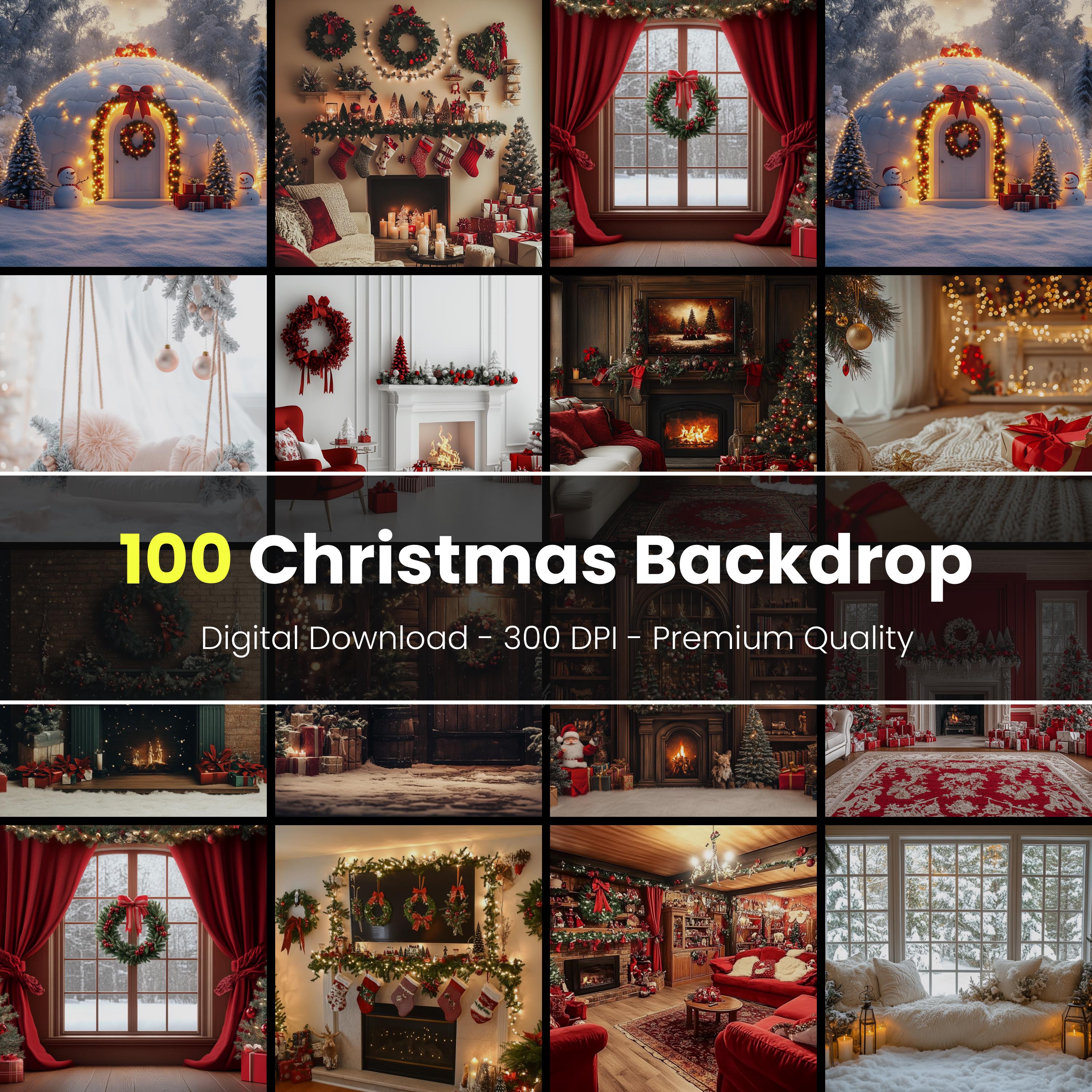 Christmas Digital Backdrop: Festive Holiday Background for Photoshop ...