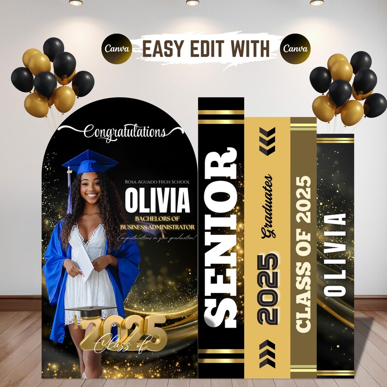 Custom Graduation Decor Bundle, Graduation Books Editable Canva ...