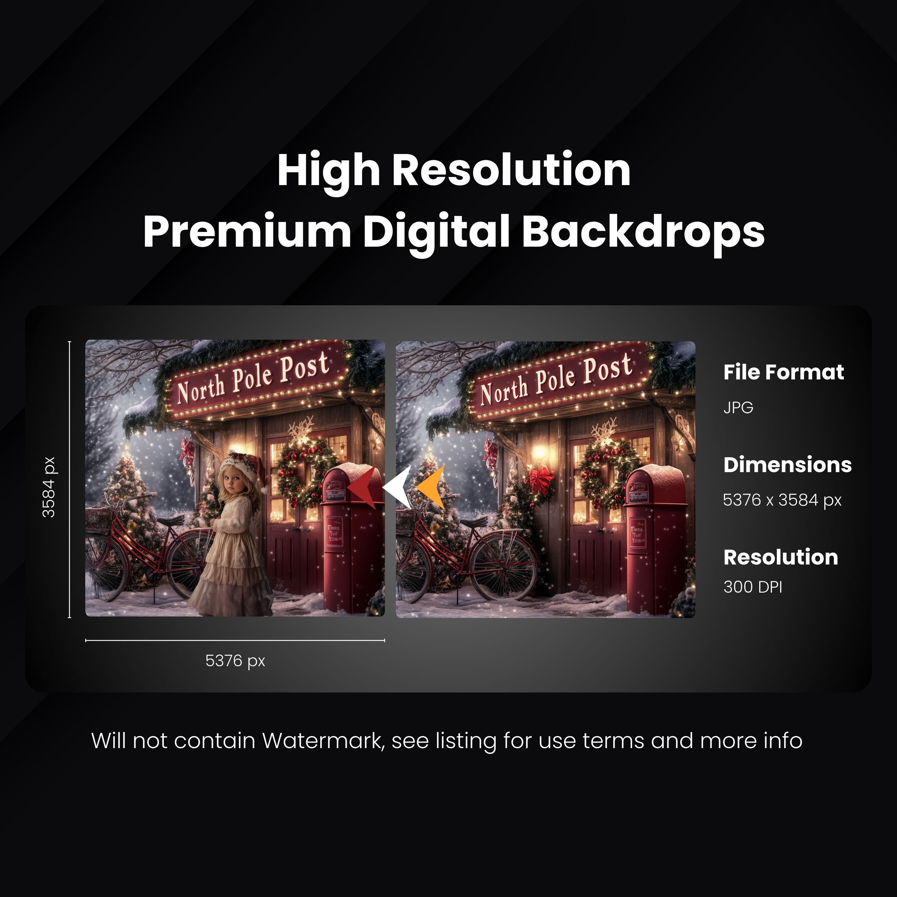 Christmas North Pole Post Digital Backdrops | Holiday Winter Photoshop ...