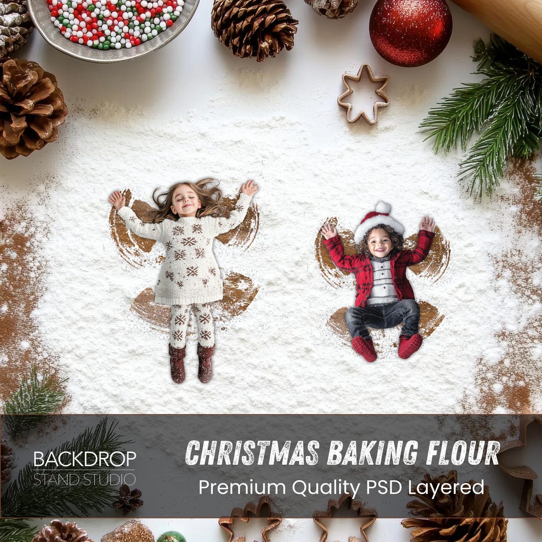 Christmas Baking Flour Angels Digital Backdrop (JPG, PSD) - Etsy