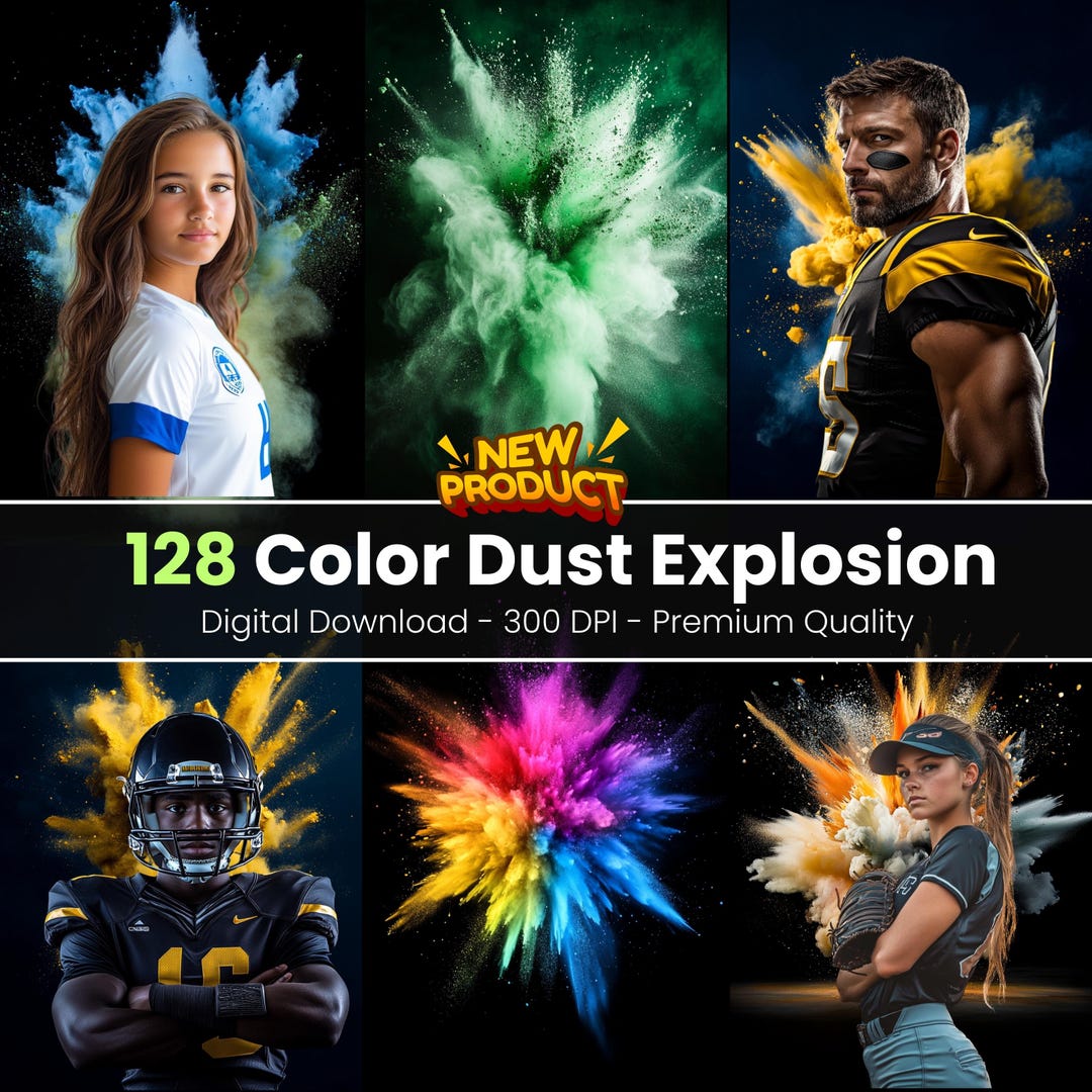 128 Color Dust Explosion Digital Backdrops, School Color Photography ...