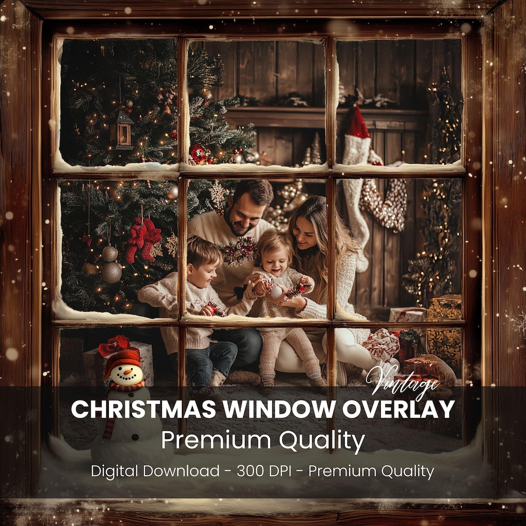 Christmas Window Overlay, Winter Window Overlays, Window Frame, Winter ...