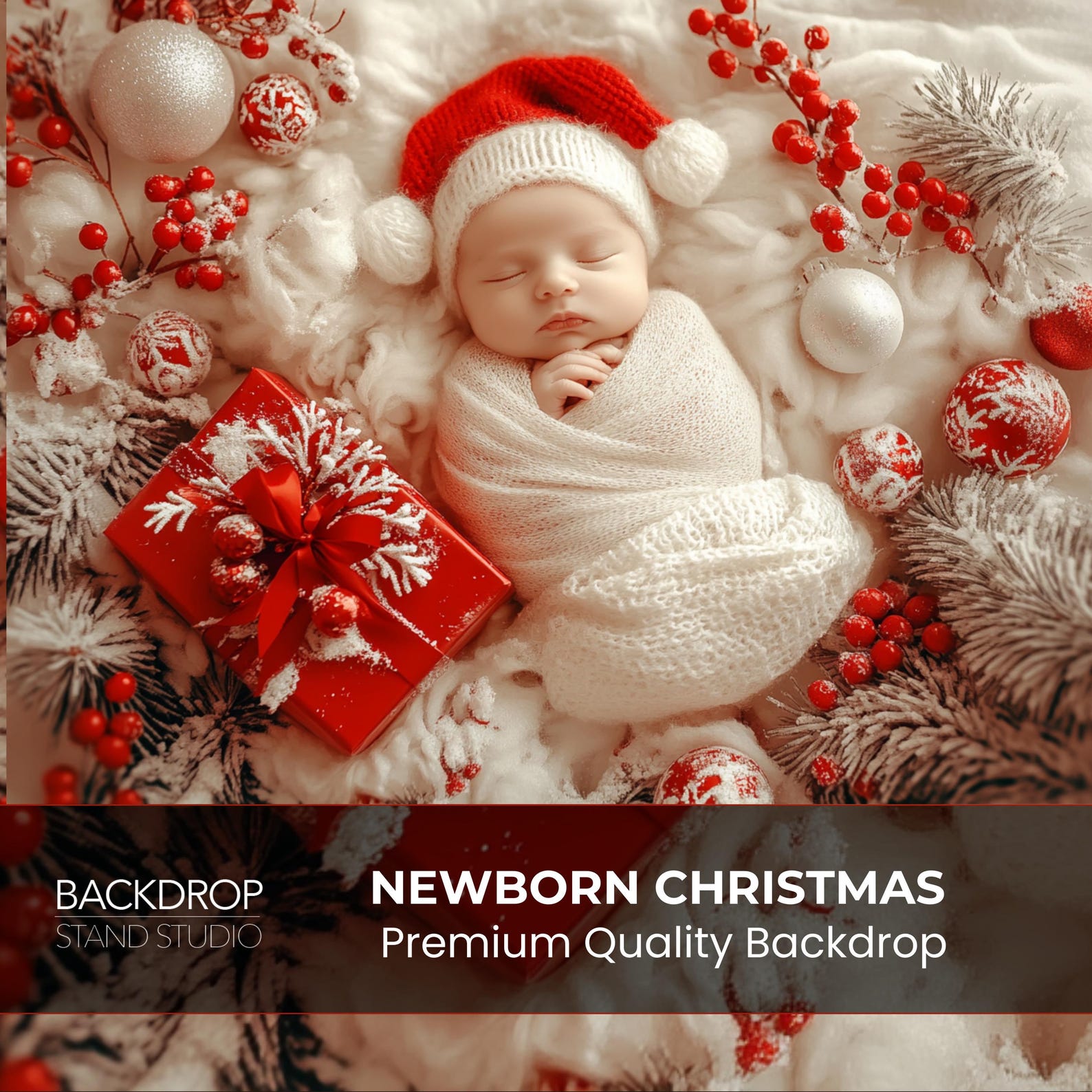 Christmas Newborn Photography Backdrop | Holiday Baby Photo Prop ...