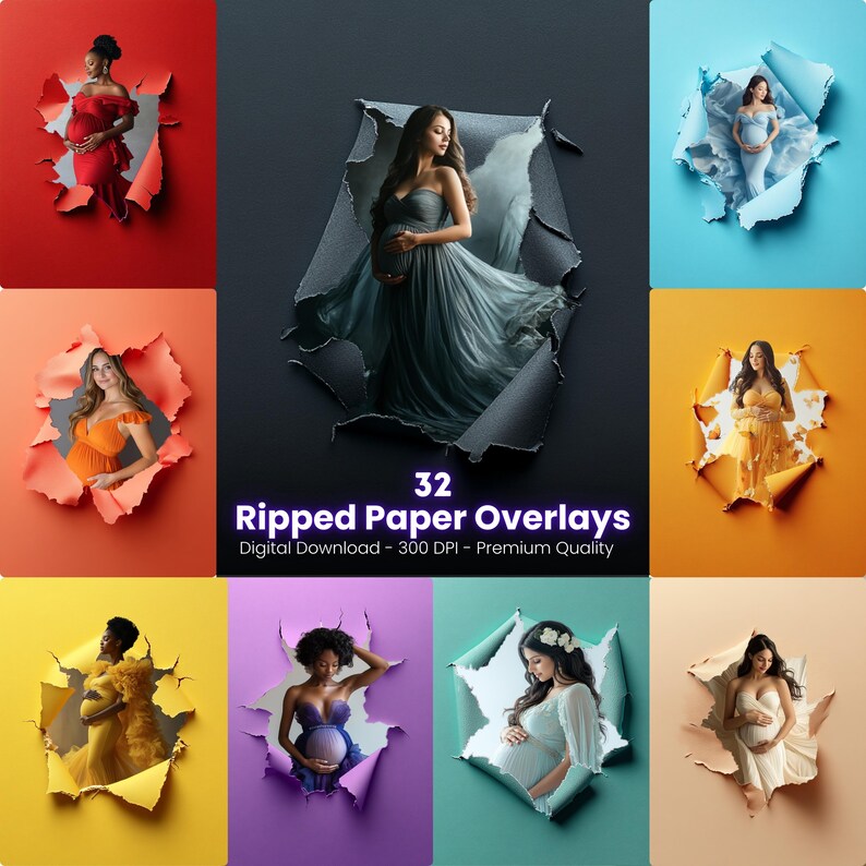 35 Ripped Paper Digital Backdrop Maternity Overlay Weddind Portret ...