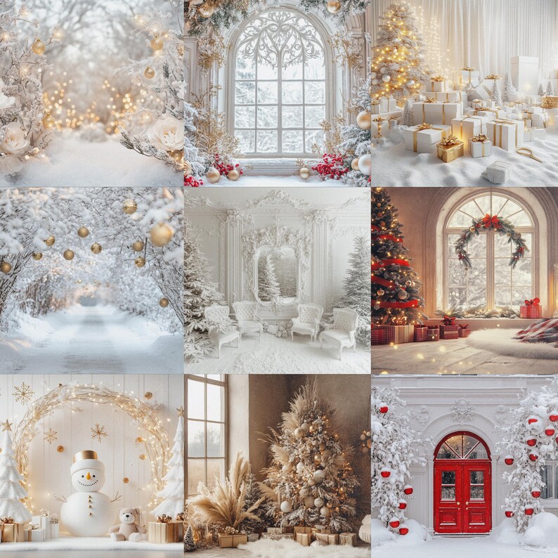 Festive Christmas Digital Backdrops: Holiday Photo Editing (PNG) - Etsy