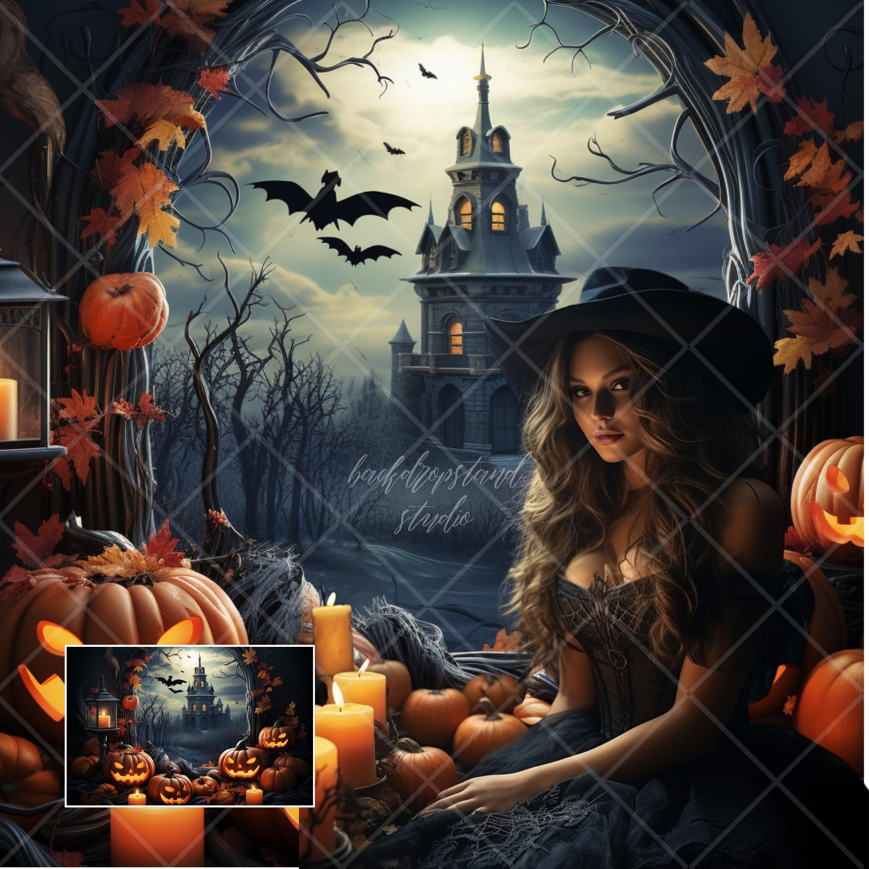 20 Spooky Halloween Backdrop Bundle, Haunted House Backdrops, Halloween ...