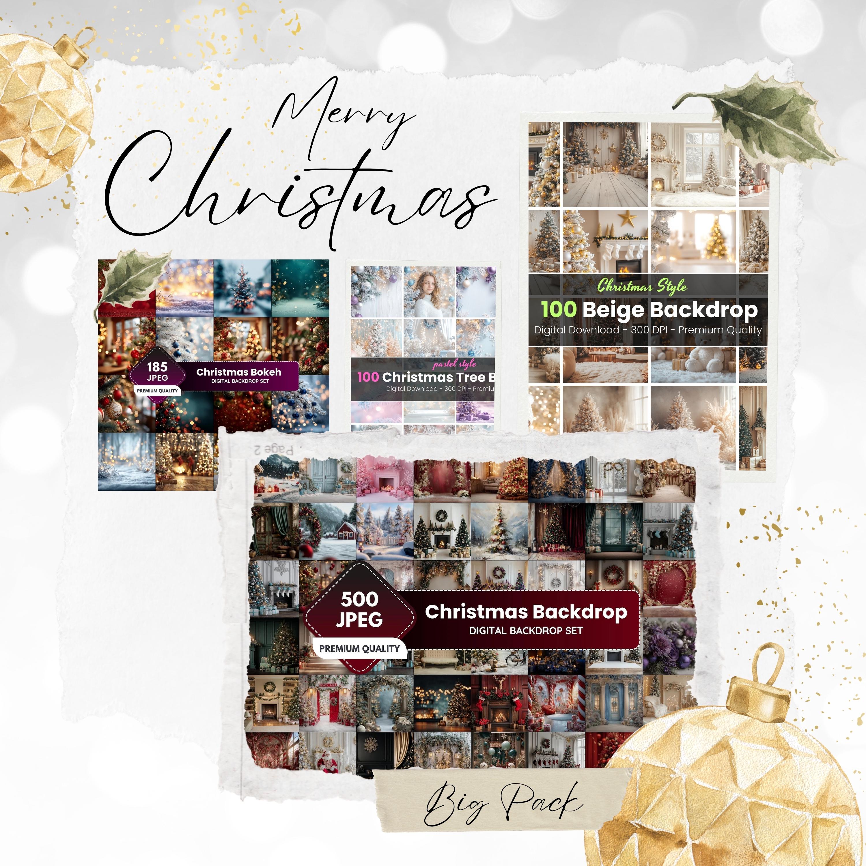 Christmas Mega Bundle: 2000+ Christmas Backdrop, Festive Holiday ...