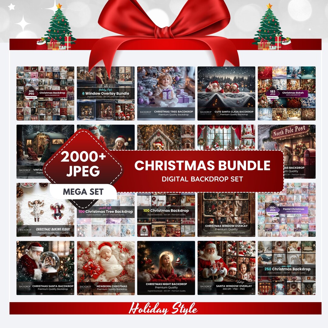 Christmas Mega Bundle: 2000+ Christmas Backdrop, Festive Holiday ...
