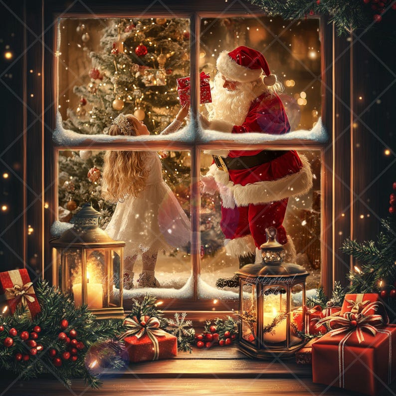Christmas Window Overlay | Snowy Window Overlays for Winter Decor ...