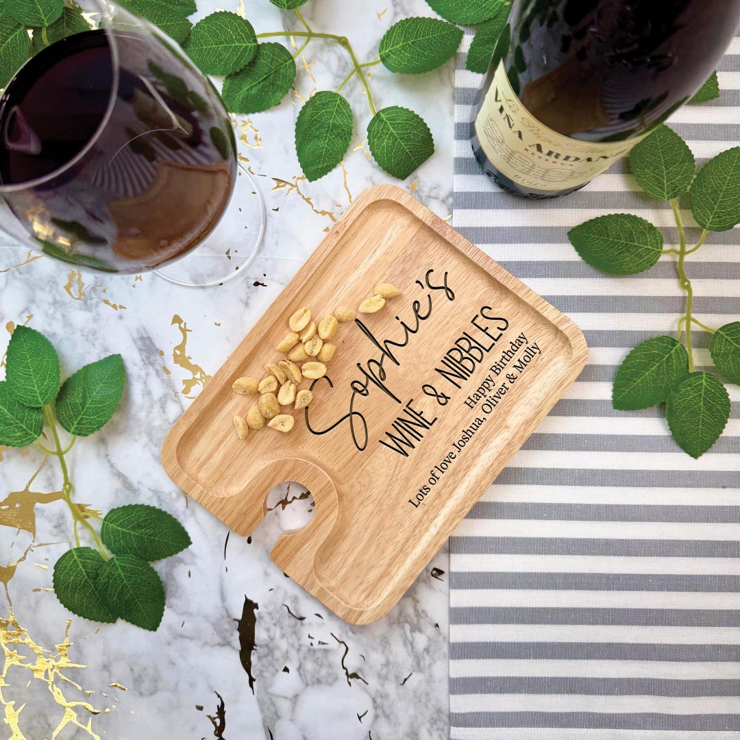 Personalised Wine and Nibbles Board | Cheese and Wine Board | Drinks ...