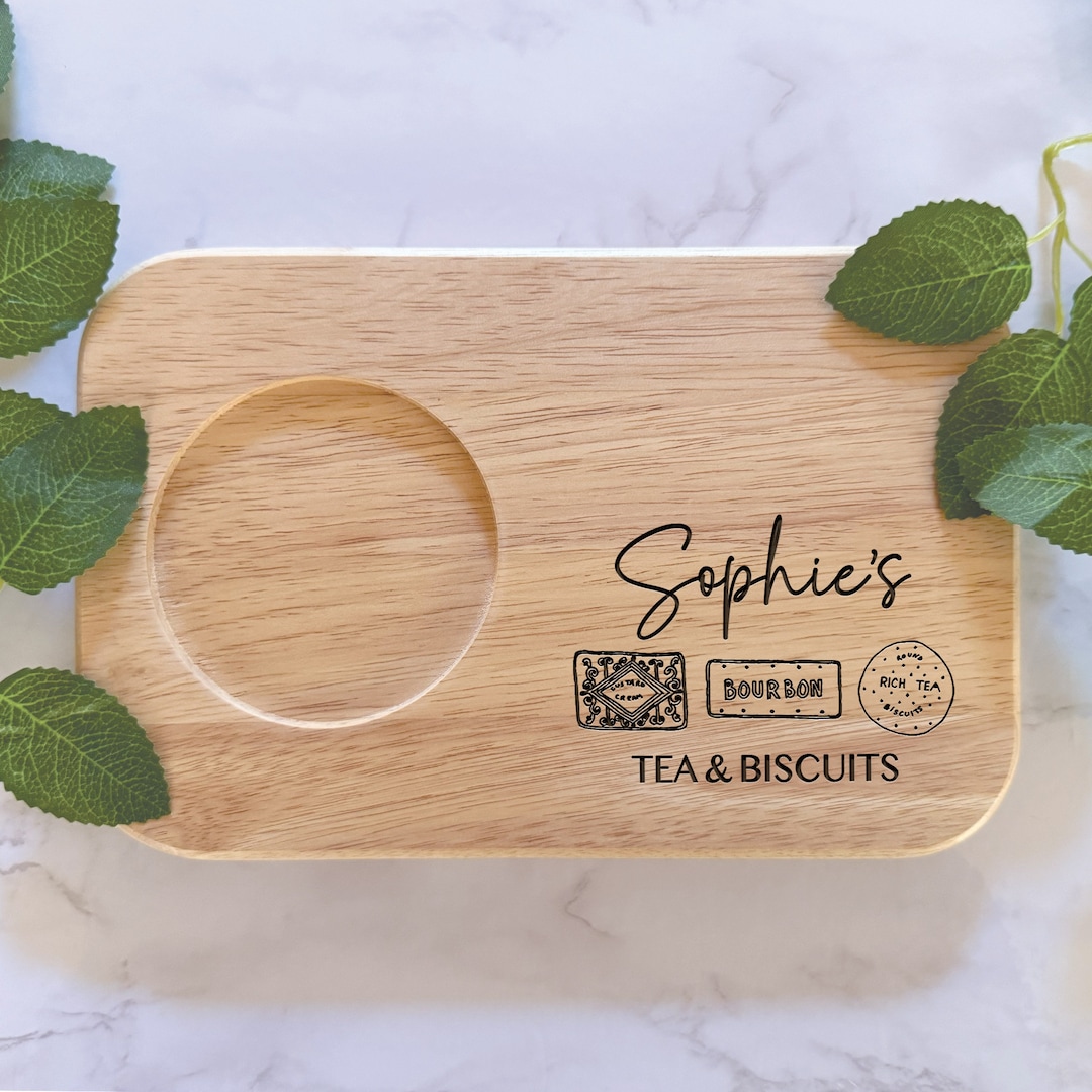 Personalised Engraved Tea & Biscuits Board | Serving Board | Valentine ...