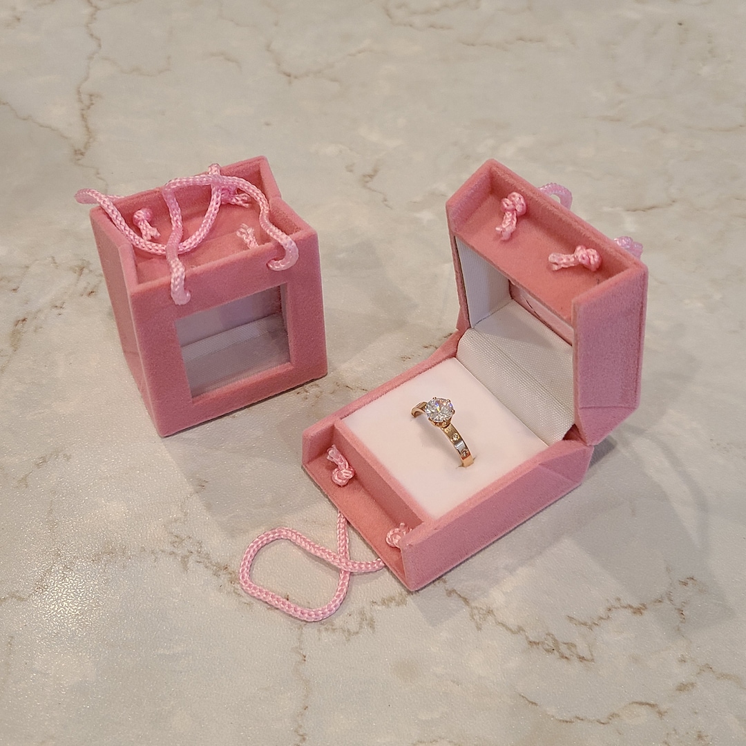 Pink Bag Ring Box | Gift Box | Jewelry Box | Proposal Box | Ring Box ...