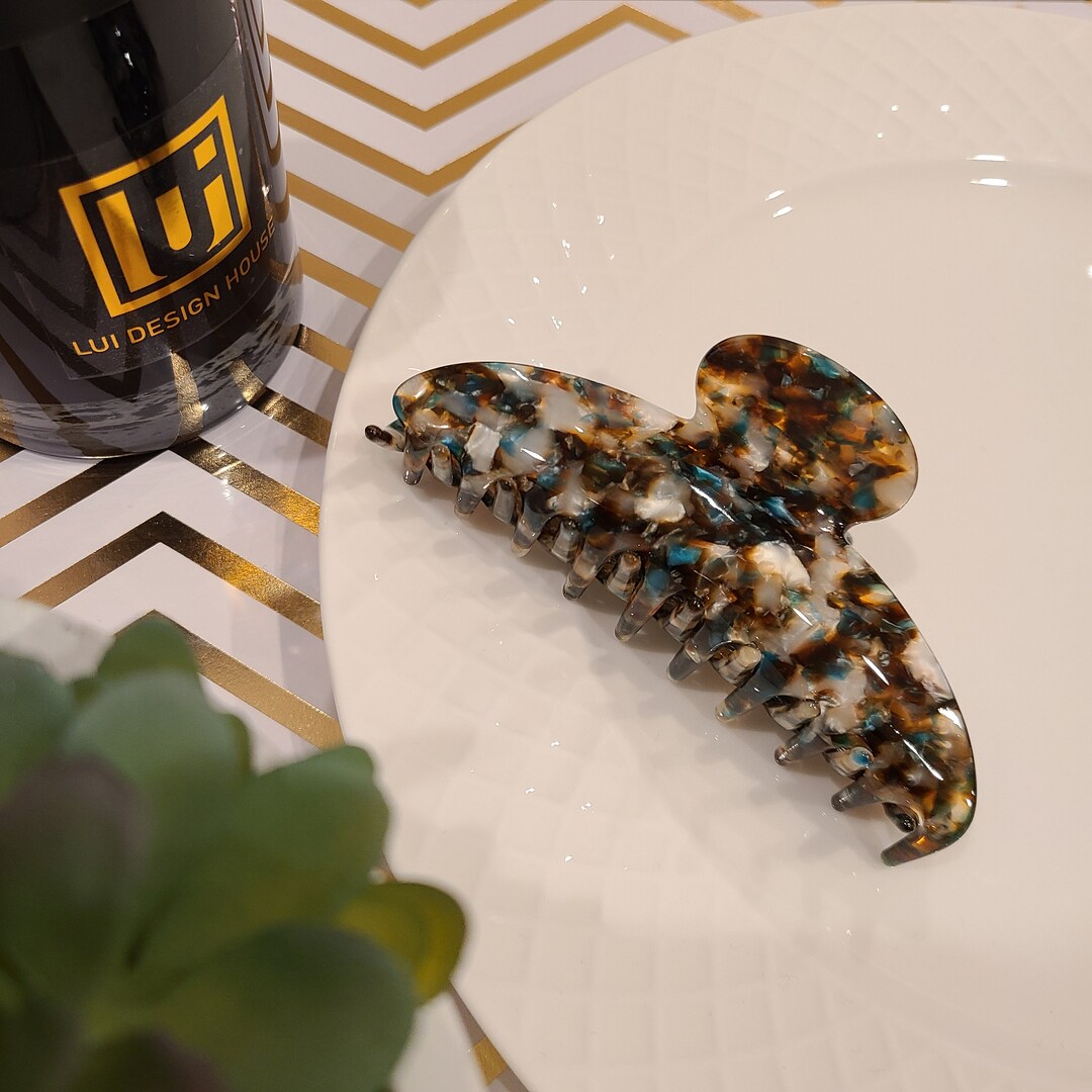 Peacock - Large Acetate Tortoise Shell Jaw Hair Clip - Etsy