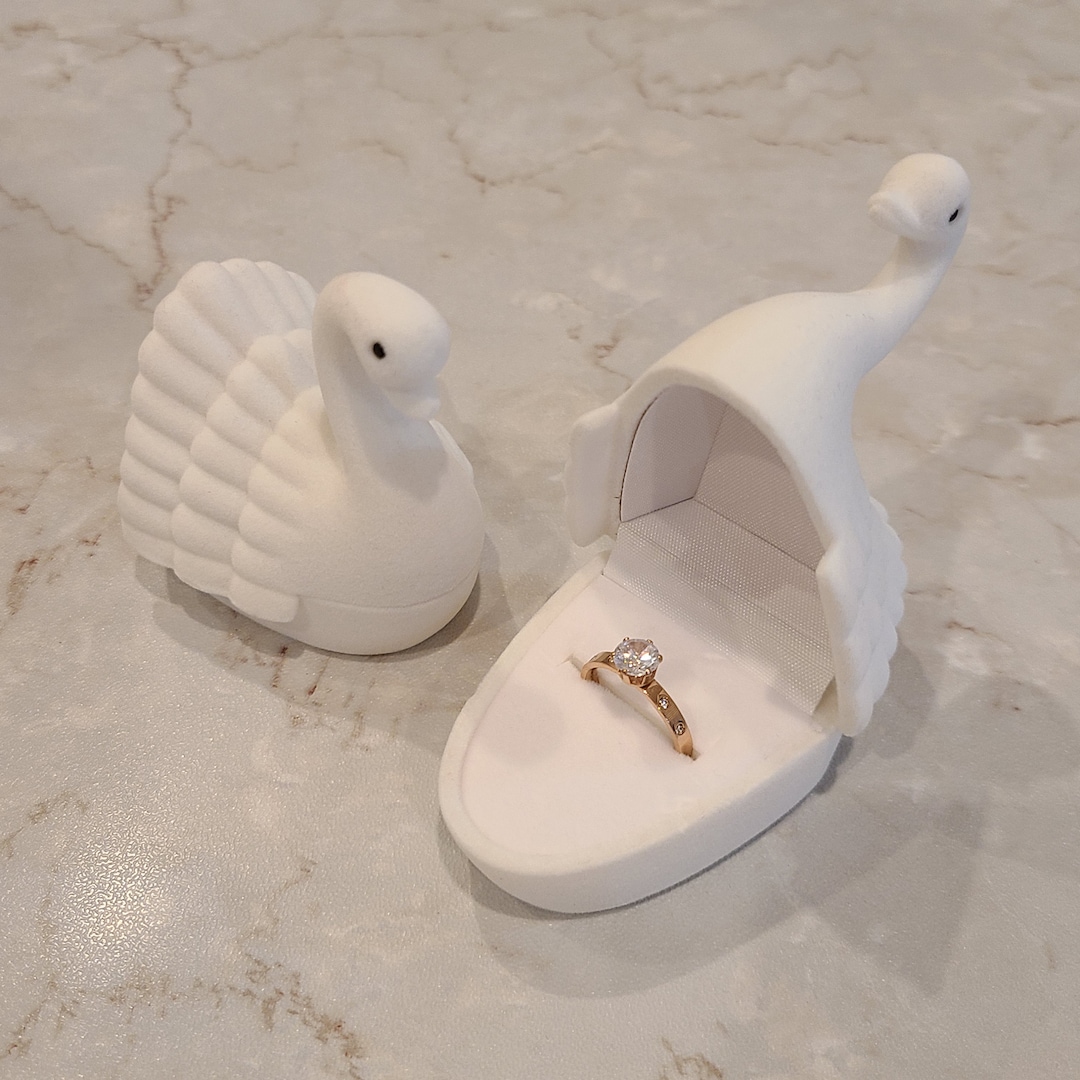 White Swan Ring Box | Gift Box | Jewelry Box | Proposal Box | Ring Box ...