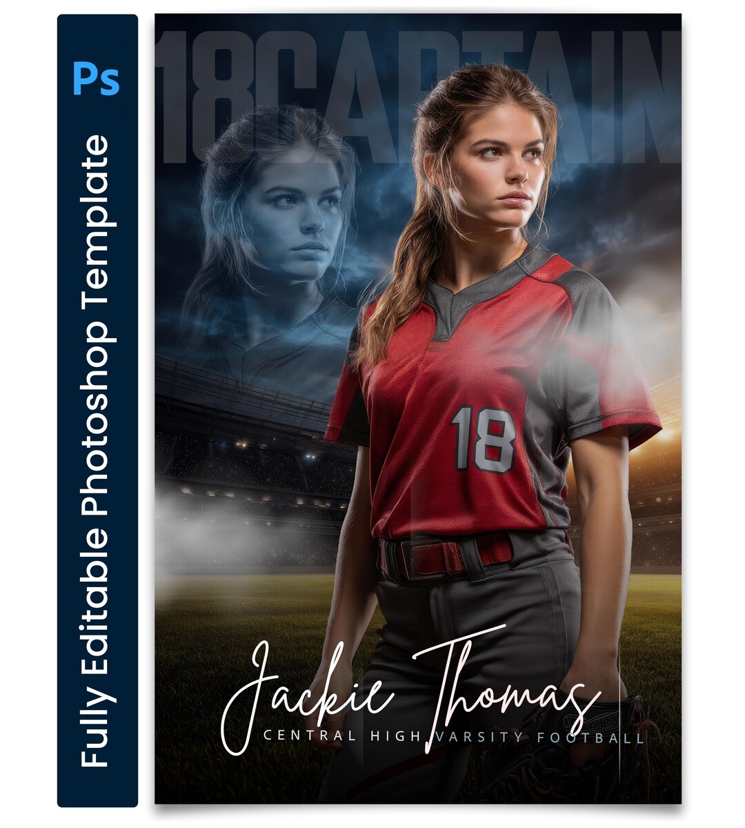 Photoshop Softball Poster Template: Senior Night Banner, Sports ...