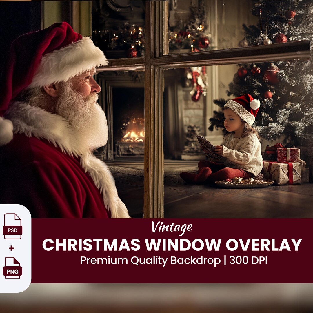 Christmas Window Overlay, Snowy Window Overlays, Window Frame, Winter ...