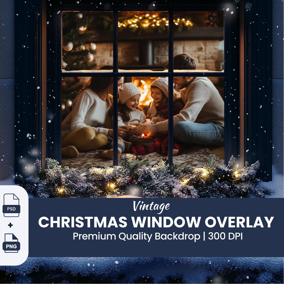 Christmas Window Overlay, Window Panes Overlay, Winter Window Overlay ...