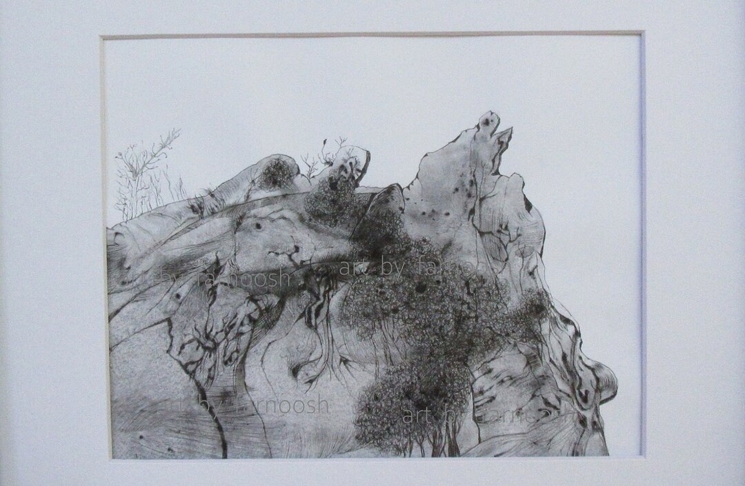 Original Drawing, Fine Art Drawing, Trees and Rocks Series 1 by ...