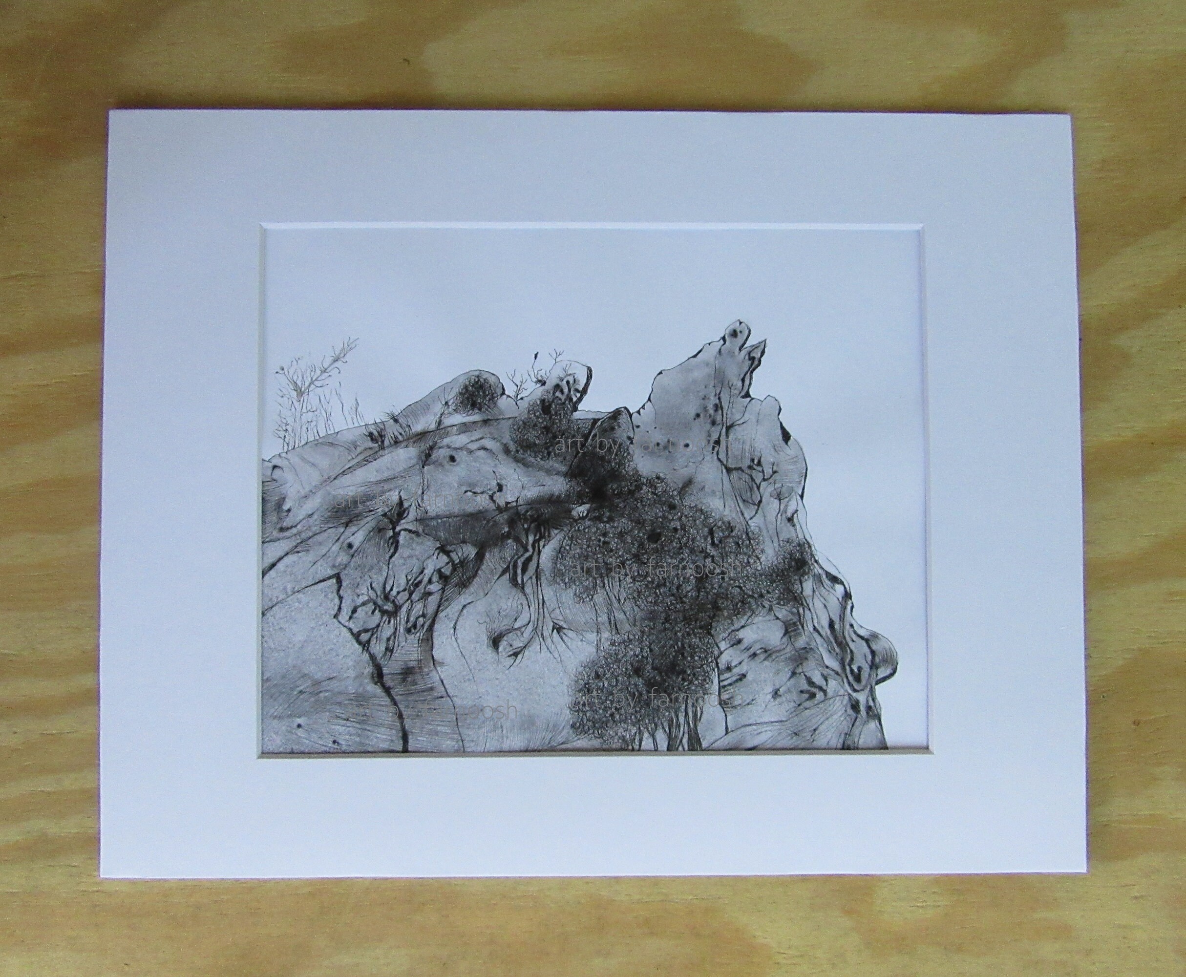 Original Drawing| Fine Art Drawing| Trees and Rocks Series|#1| 11"x 14 ...