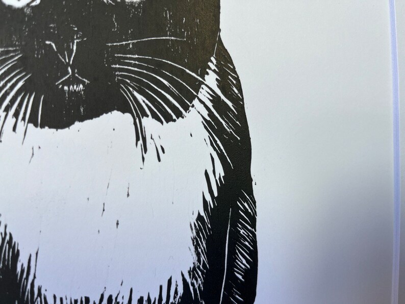 Mojo the Cat Original Linocut Tuxedo Cats Printmaking Cat Art Print 17A ...