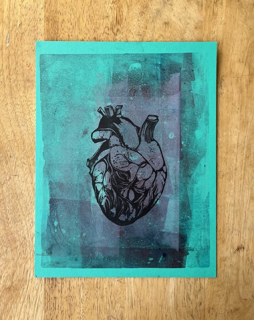 Original Linocut & Monoprint| Fine Art Printmaking| Heart Series| #74 ...