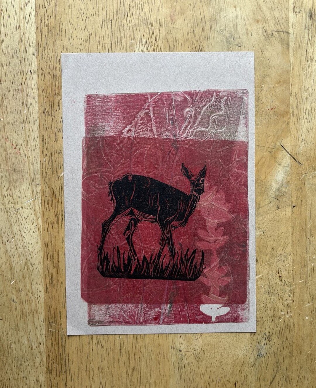 Original Lino Print| Fine Art Printmaking| Deer Series |#1 |10"x 8 ...