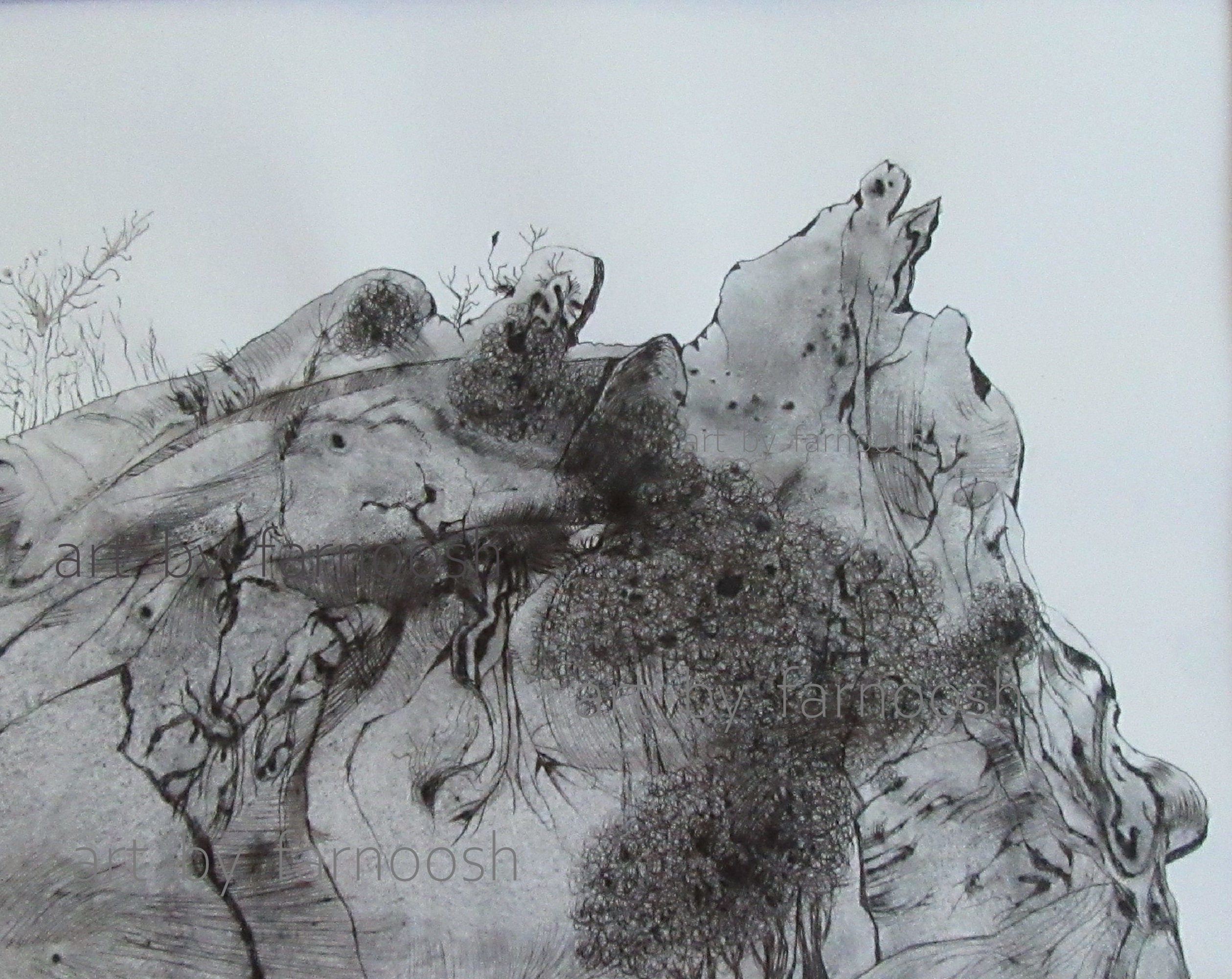 Original Drawing| Fine Art Drawing| Trees and Rocks Series|#1| 11"x 14 ...