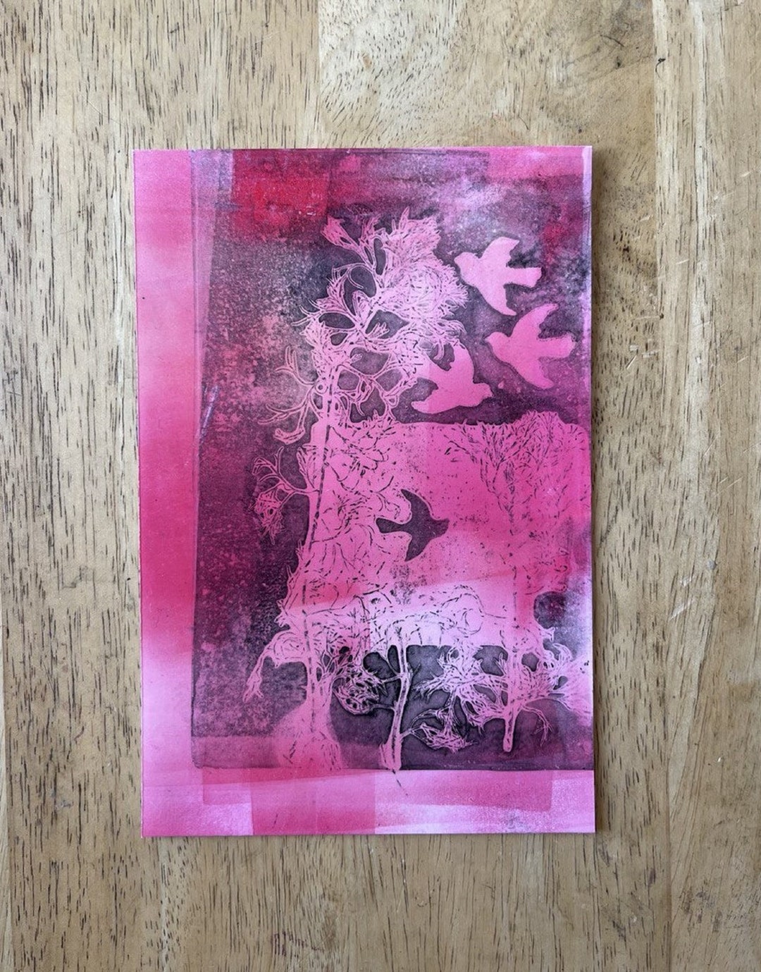Original Monoprint| Fine Art Printmaking| Birds on the Fields Series ...