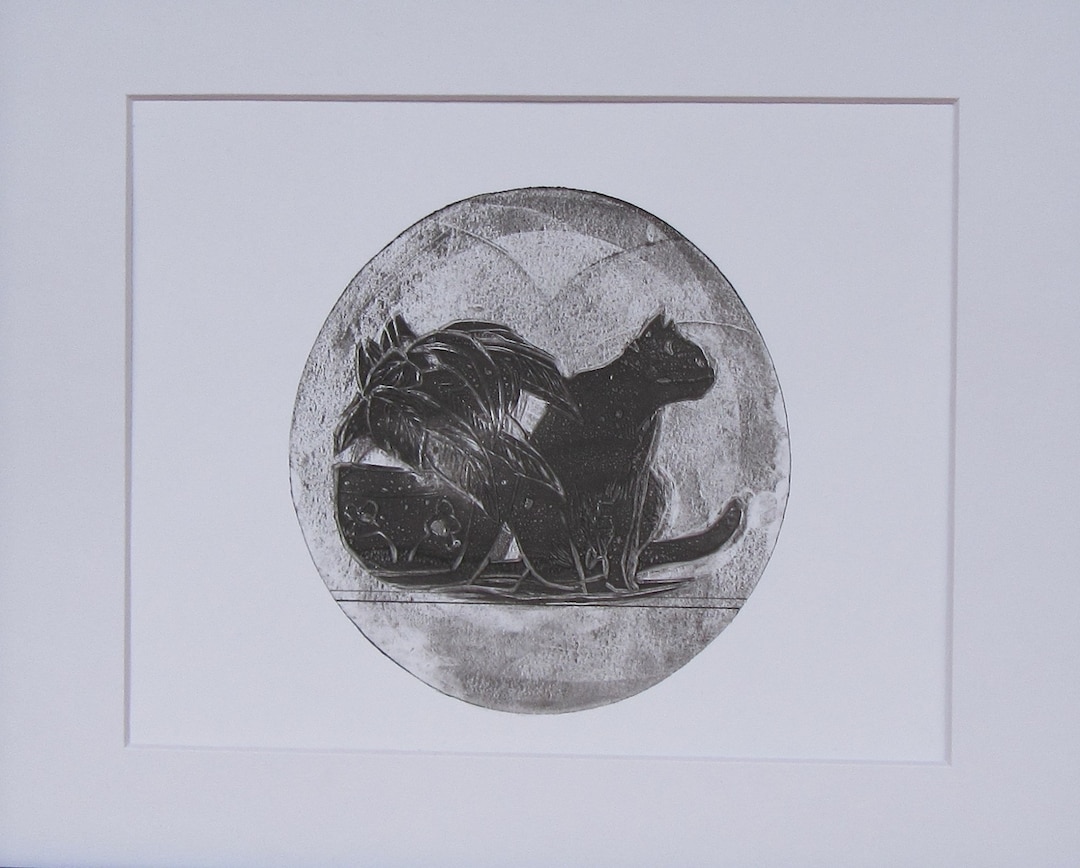 Original Monoprint Fine Art Printmaking Cat Series52 by - Etsy