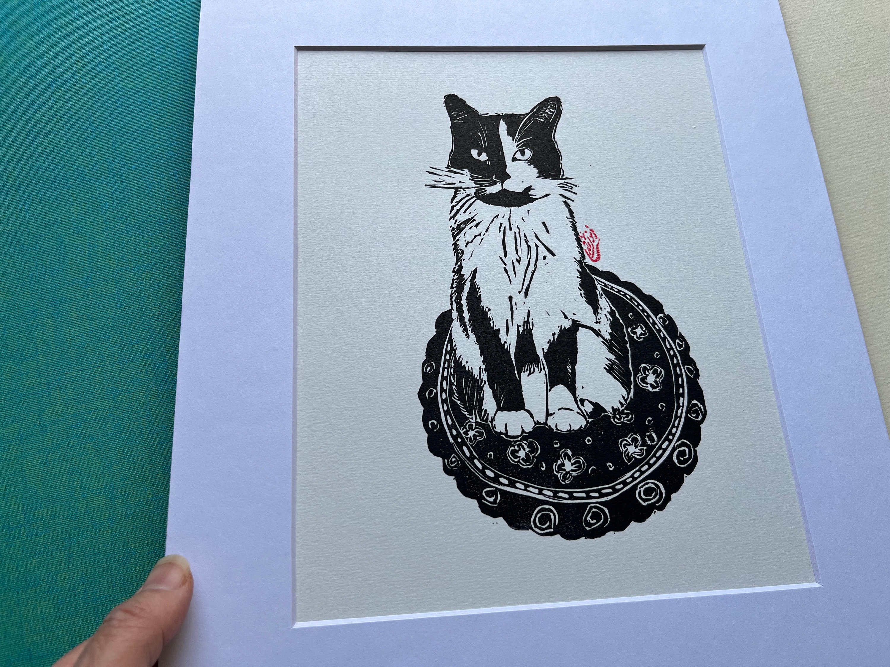 Circle of Curiosity| Original Linocut| Tuxedo Cats| Printmaking Cat Art ...