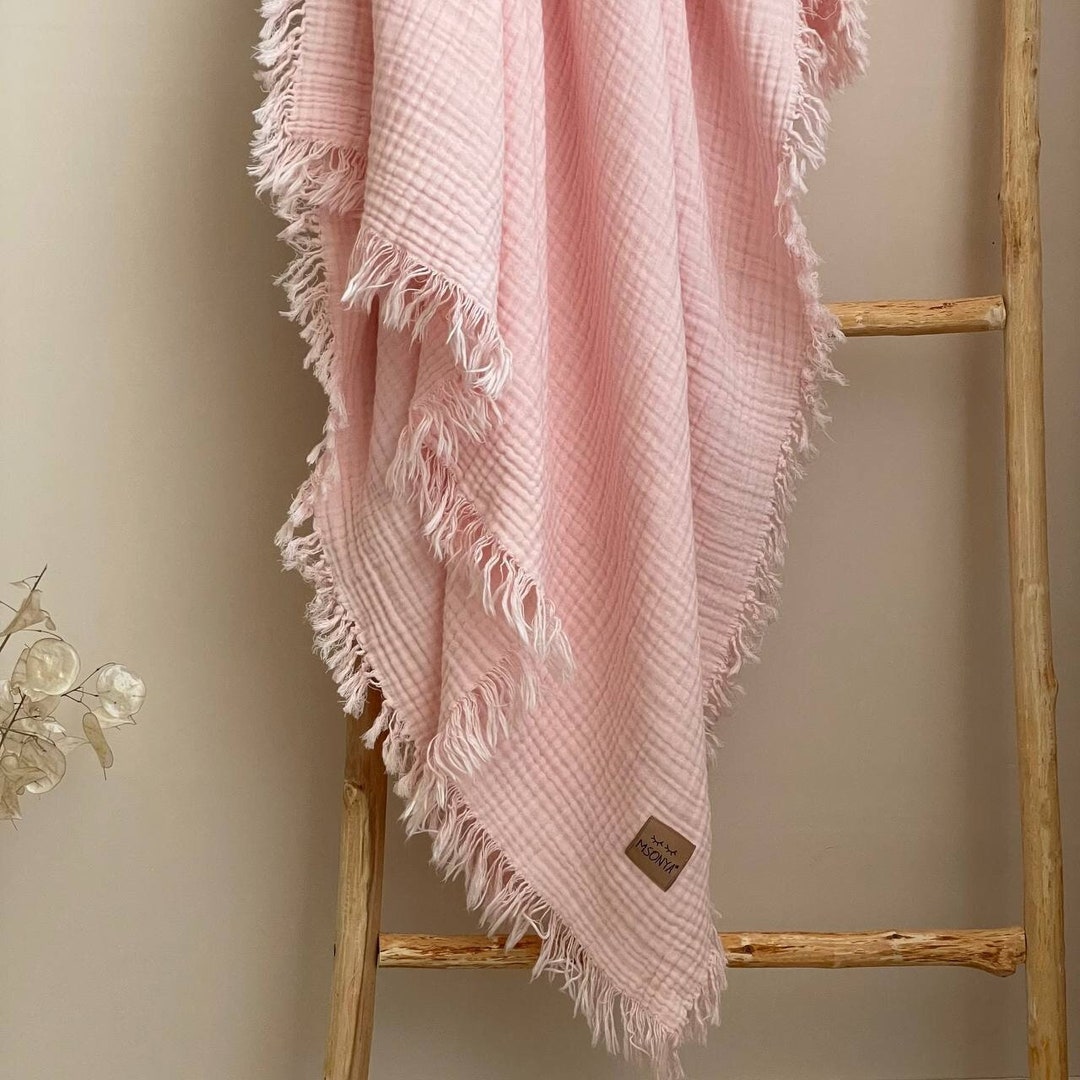 Soft Gauze Muslin Cotton Baby Kids Luxury Muslin Blanket, Pink Cotton ...