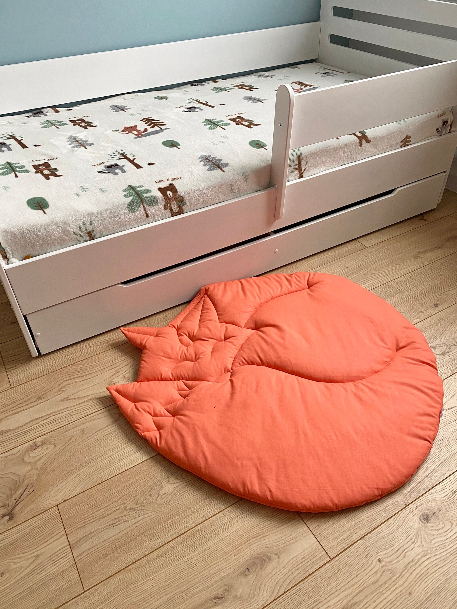 Fox Play Mat From Natural Cotton, Rug for Nursery, Forest Nursery Decor ...