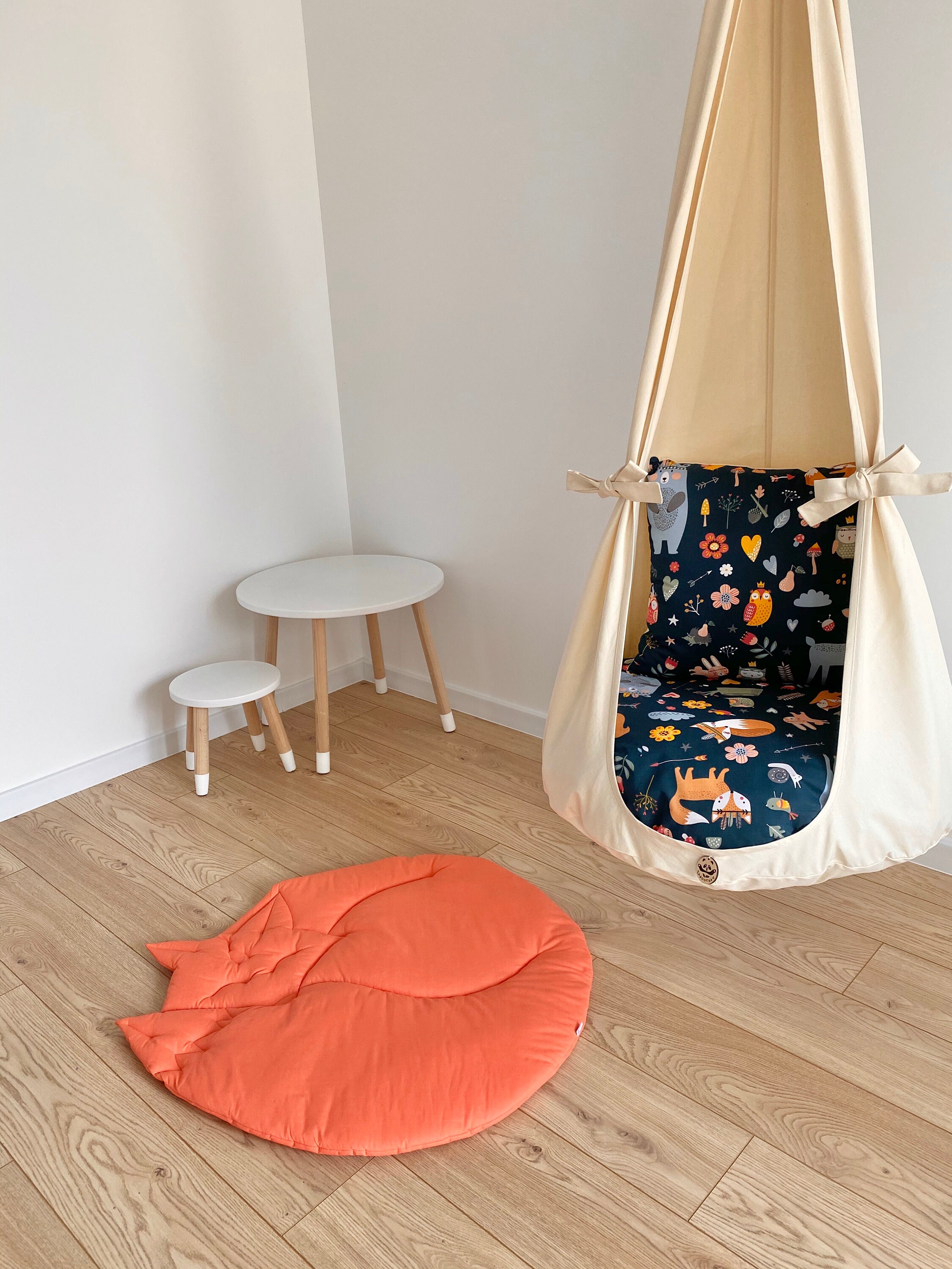 Fox Play Mat From Natural Cotton, Rug for Nursery, Forest Nursery Decor ...