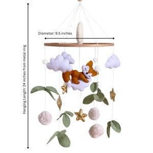 Sleepy Fox Baby Mobile Felt Crib Mobile Nursery Decor Fox Crib Mobile ...