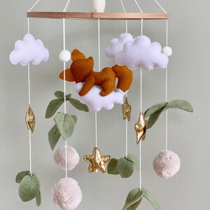 Sleepy Fox Baby Mobile Felt Crib Mobile Nursery Decor Fox Crib Mobile ...