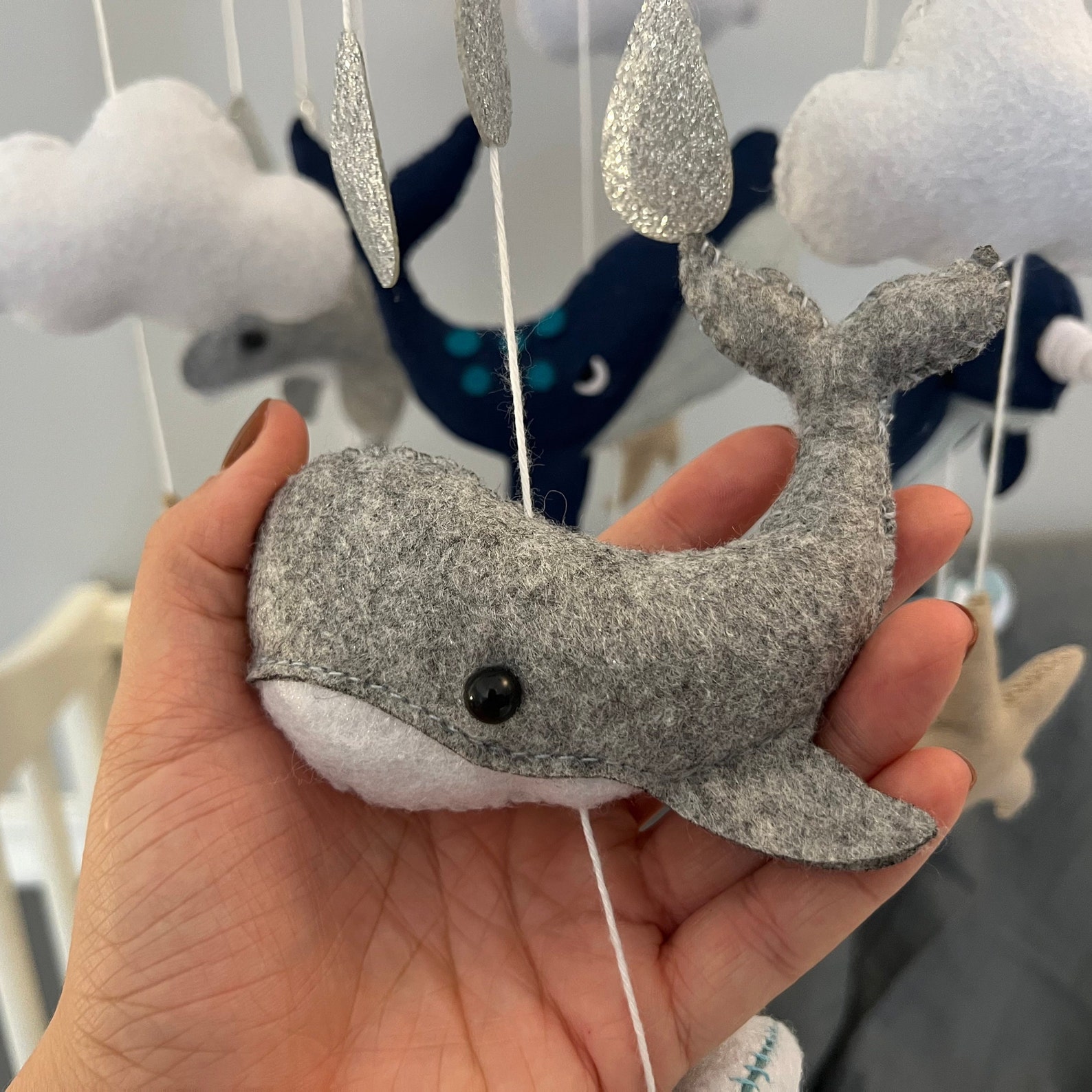 Whale Baby Mobile Ocean Animals Felt Crib Mobile Nursery - Etsy