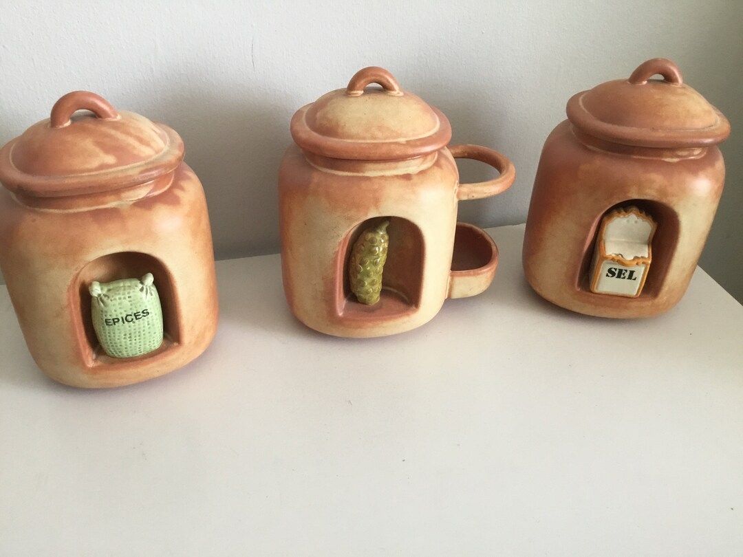 3 Pottery Pots With Ceramic Decorations - Etsy