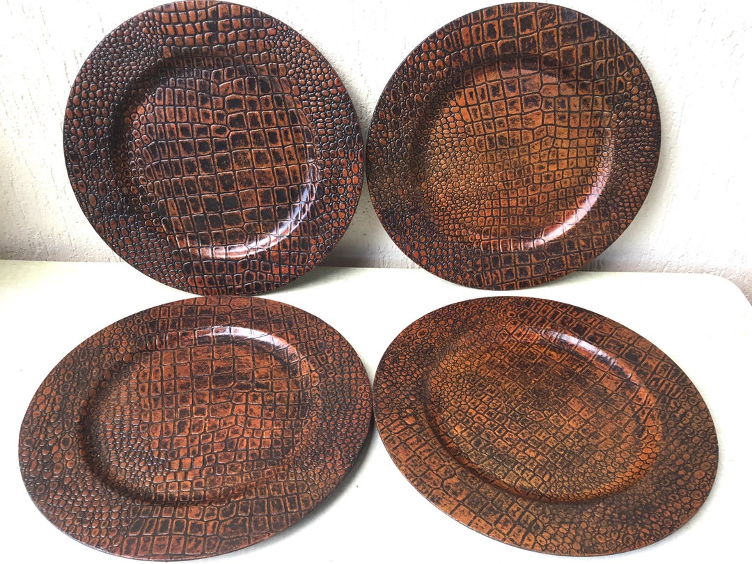 4 Under Plates in Brown Crocodile Imitation Leather - Etsy