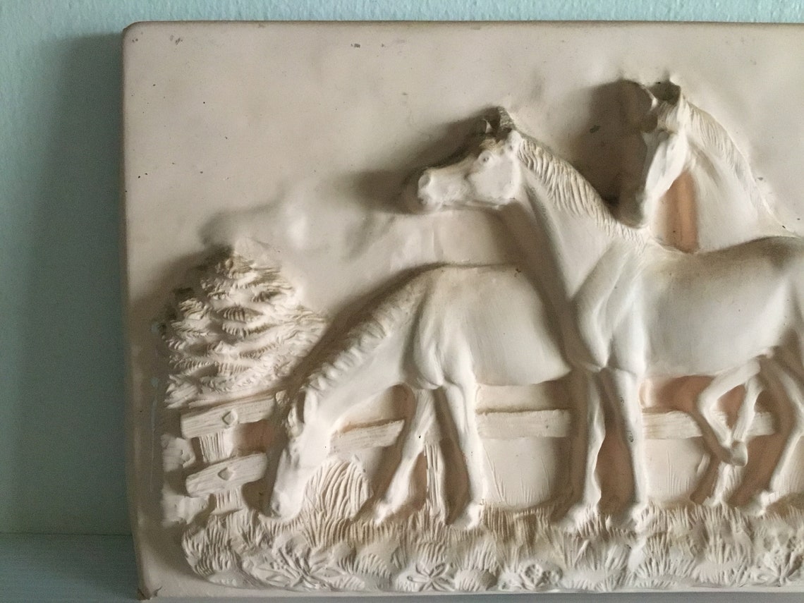 Tableau en plâtre décor aux chevaux - Etsy France