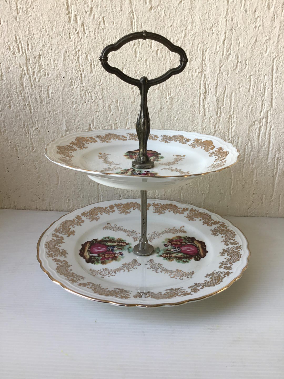Arco Porcelain Cake Stand 2 Trays - Etsy