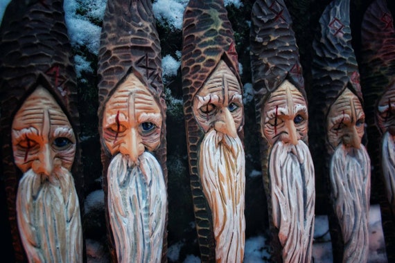 Art & Collectibles Hand Carved reclaimed wood Odin Santa Sculpture etna ...