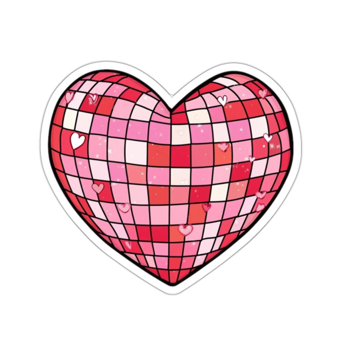 Pink Heart Disco Ball Kiss-cut Stickers, Valentine's Day Stickers, Love ...