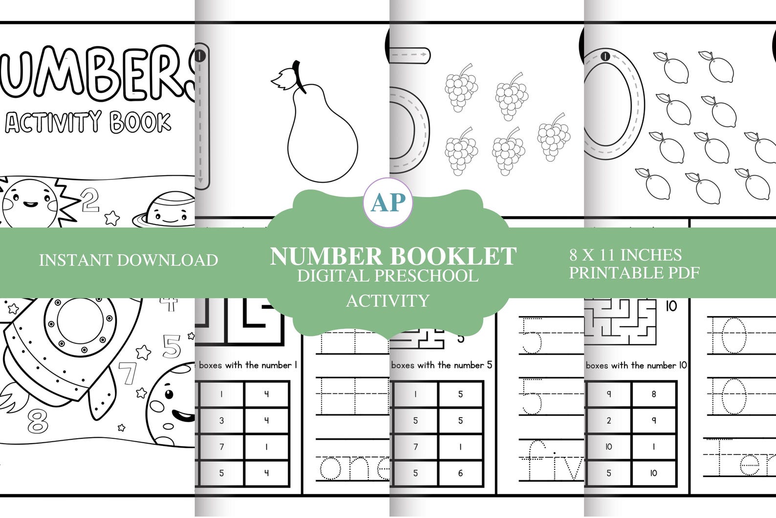 Number Activity Book, Preschool Kindergarden Grade One Printable PDF - Etsy